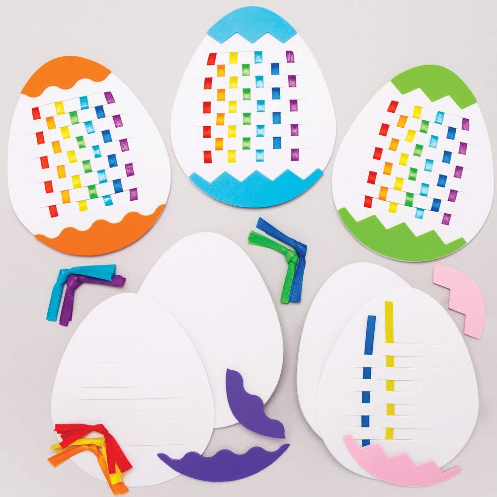 Baker Ross AT424 Easter Egg Weaving Kits - Pack of 6, Creative Art and Craft Supplies for Kids to Make and Decorate
