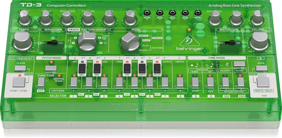Behringer TD-3-LM Analog Bass Line Synthesizer with VCO, VCF, 16-Step Sequencer, Distortion Effects and 16-Voice Poly Chain
