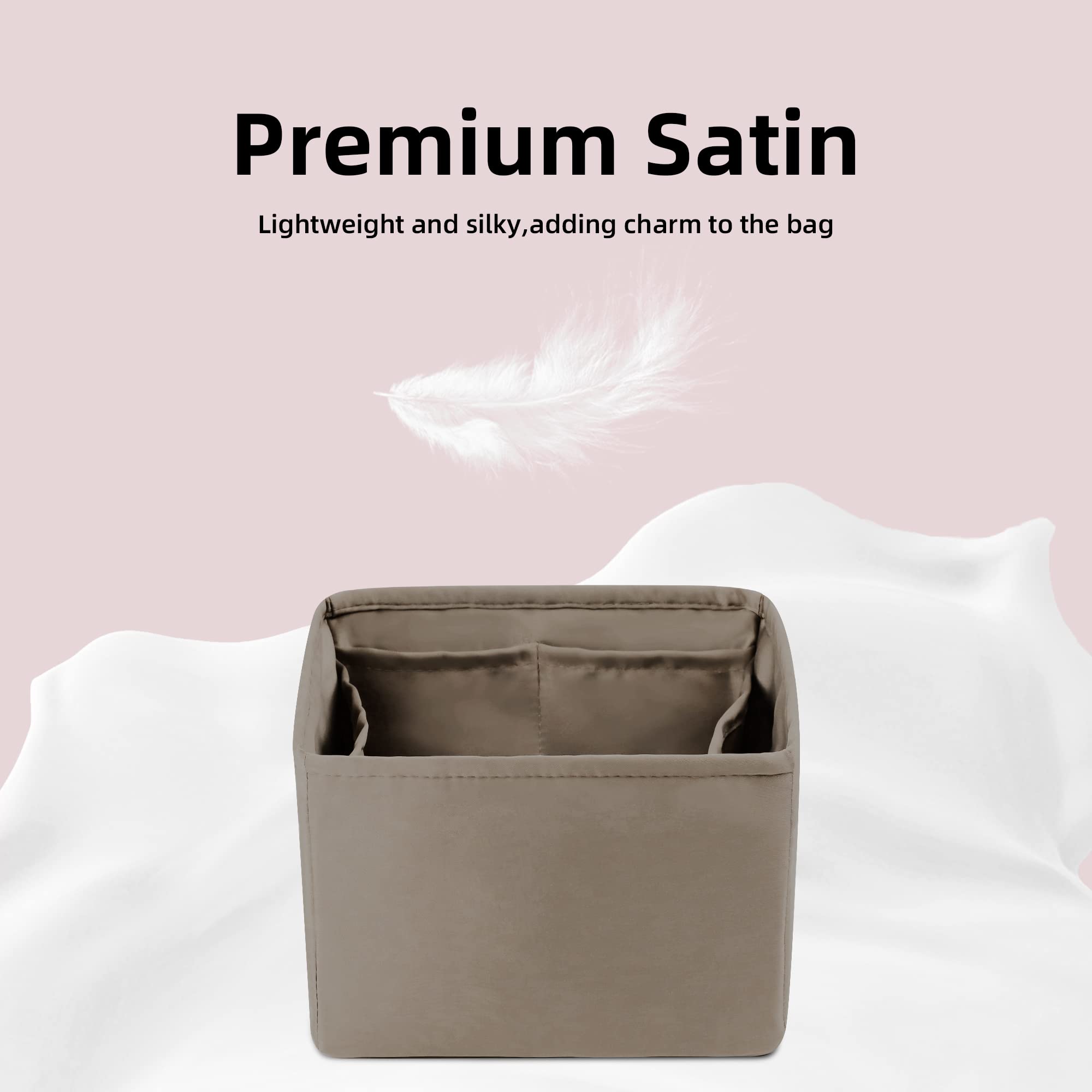 DGAZ Purse Organizer Silky Smooth,Silk,Luxury Handbag Tote in Bag Shapers, Women- Fits picotin18/22Bags (Etoupe grey, PC18)