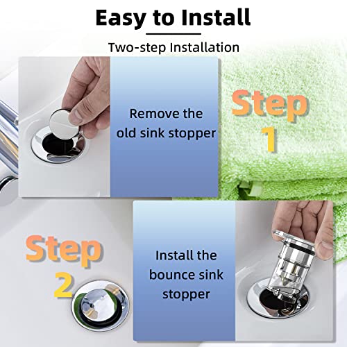 Bathroom Sink Stopper, 3 in 1 Pop Up Kitchen Bathtub Drain Stopper Plug, Sink Strainer for 1.18-1.65", with Shower Drain Hair Catcher Anti-Odor Valve Anti Clogging Bathroom Sink Drain Strainer