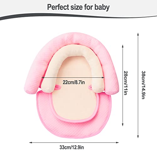 Baby Stroller Cushion, vocheer 2-in-1 Car Seat Neck Support Cushion with Liner Head and Body Support Pillow for Baby, Pink