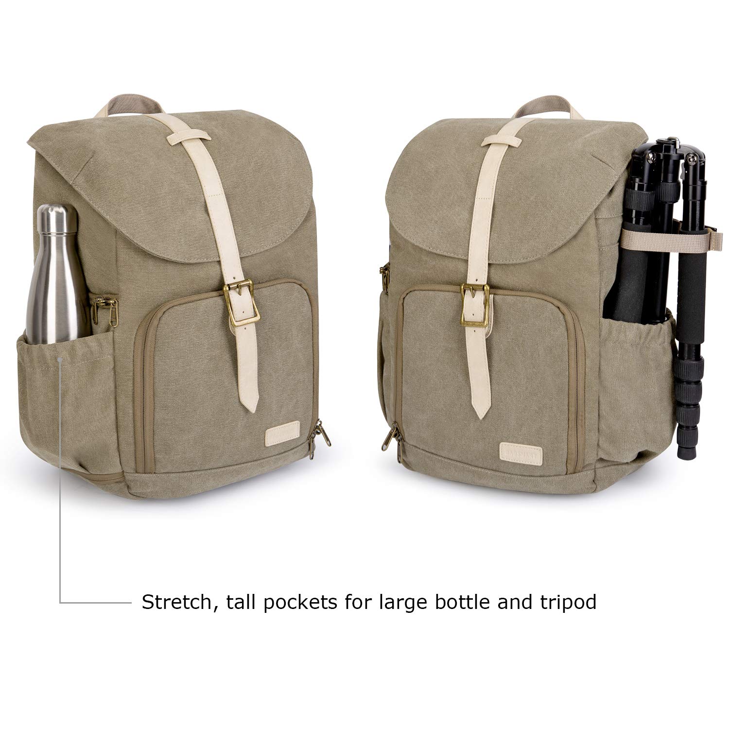 BAGSMART Camera Backpack, DSLR SLR Waterproof Camera Bag Backpack, Anti-Theft Photography Backpack with 15 Inch Laptop Compartment & Tripod Holder & Rain Cover, Green