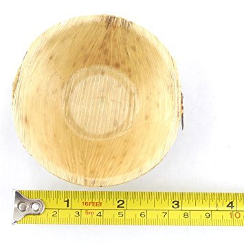 BambooMN 3" Premium Bamboo Leaf Round Deep Dish Bowls, All Natural Disposable Compostable for Catering and Home Use, 50 Pieces