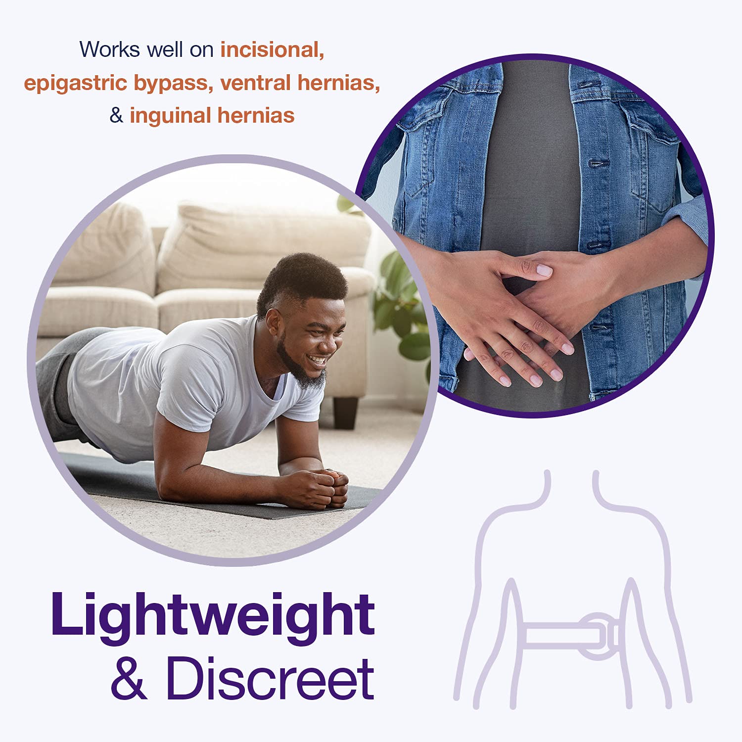 Armor Adult Umbilical Hernia Truss Support Belt for Relief of Abdominal Pain and Pressure, Stretchy Elastic Tummy Control Comfort for Men and Women, Size Medium