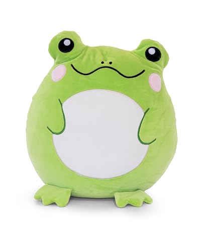 Snuggaboos Adorable Large 15 Inch Zoe The Frog Squish Plush Pillow - Super Soft Original Cute Plushie Toy: Smiling Stuffed Animal Gift for Kids and Adults