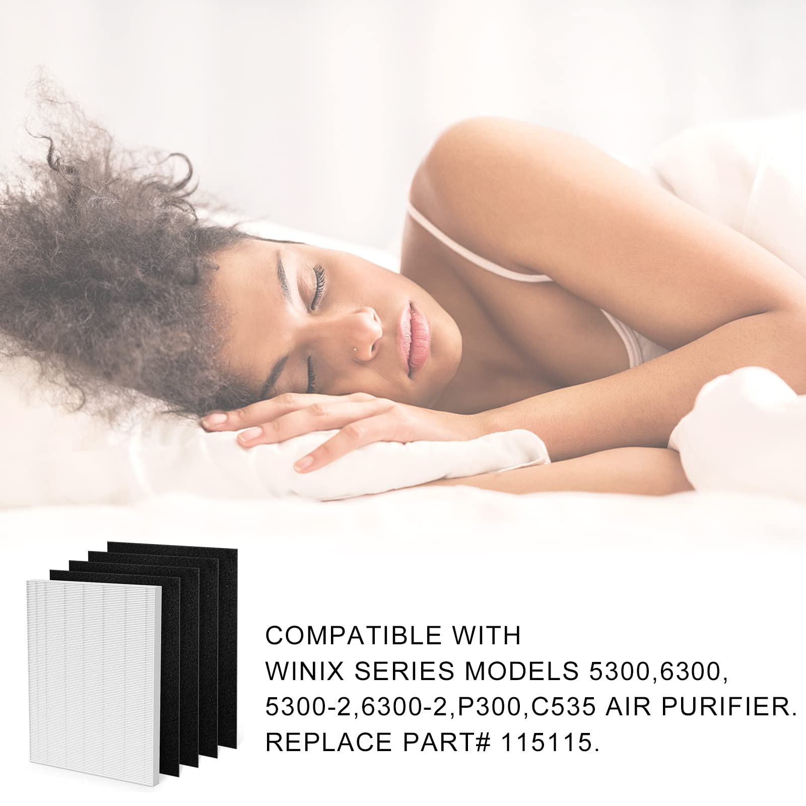 B-Life Winix Filiter A 115115 Replacement, Compatible with Winix C535 C909, 5300 C535 115115 WAC5300 WAC6300 6300, 5300-2, 6300-2