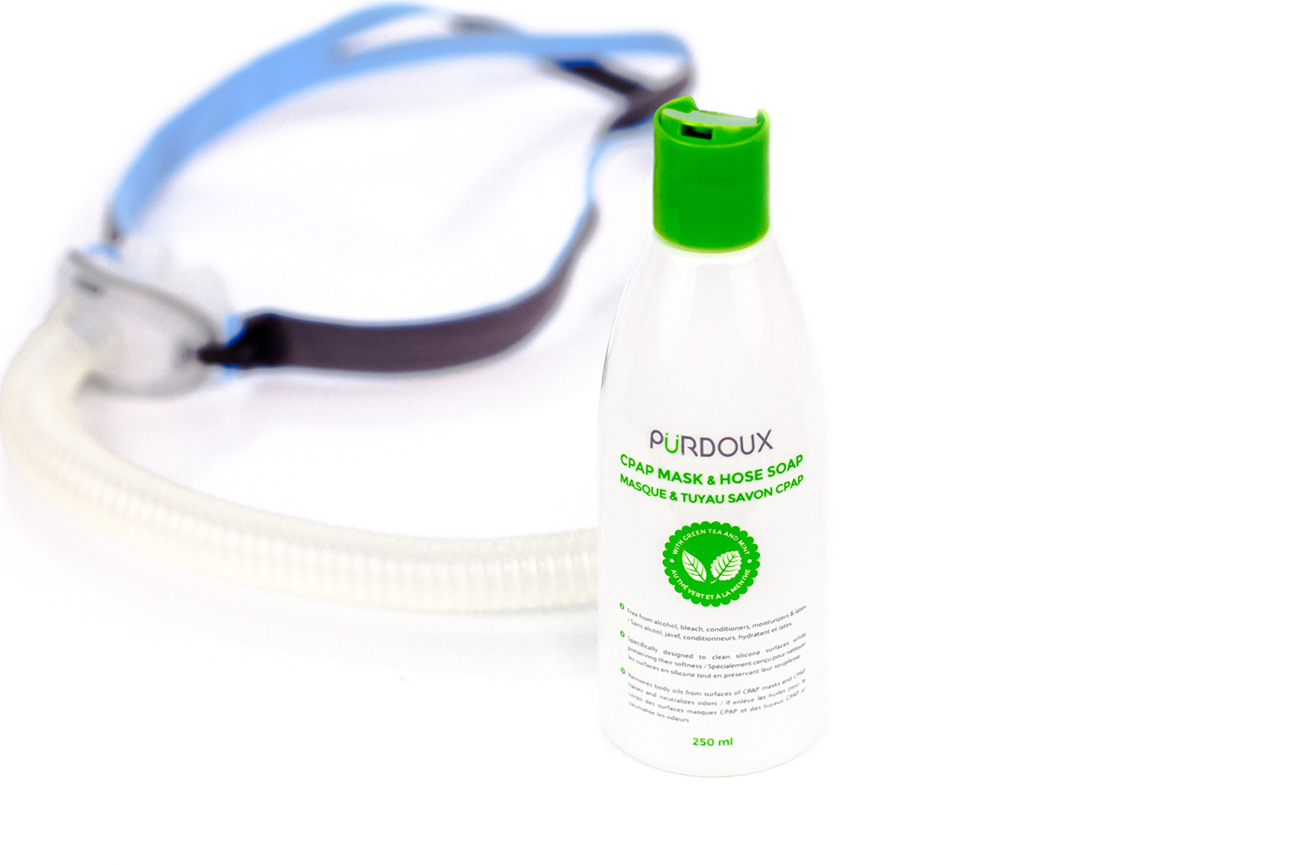 PURDOUX™ CPAP Mask & Hose Cleaning Soap (Pack of 3 Bottles, 250 ml / 8.4 oz Each) (3 x Green Tea-Mint Scent)