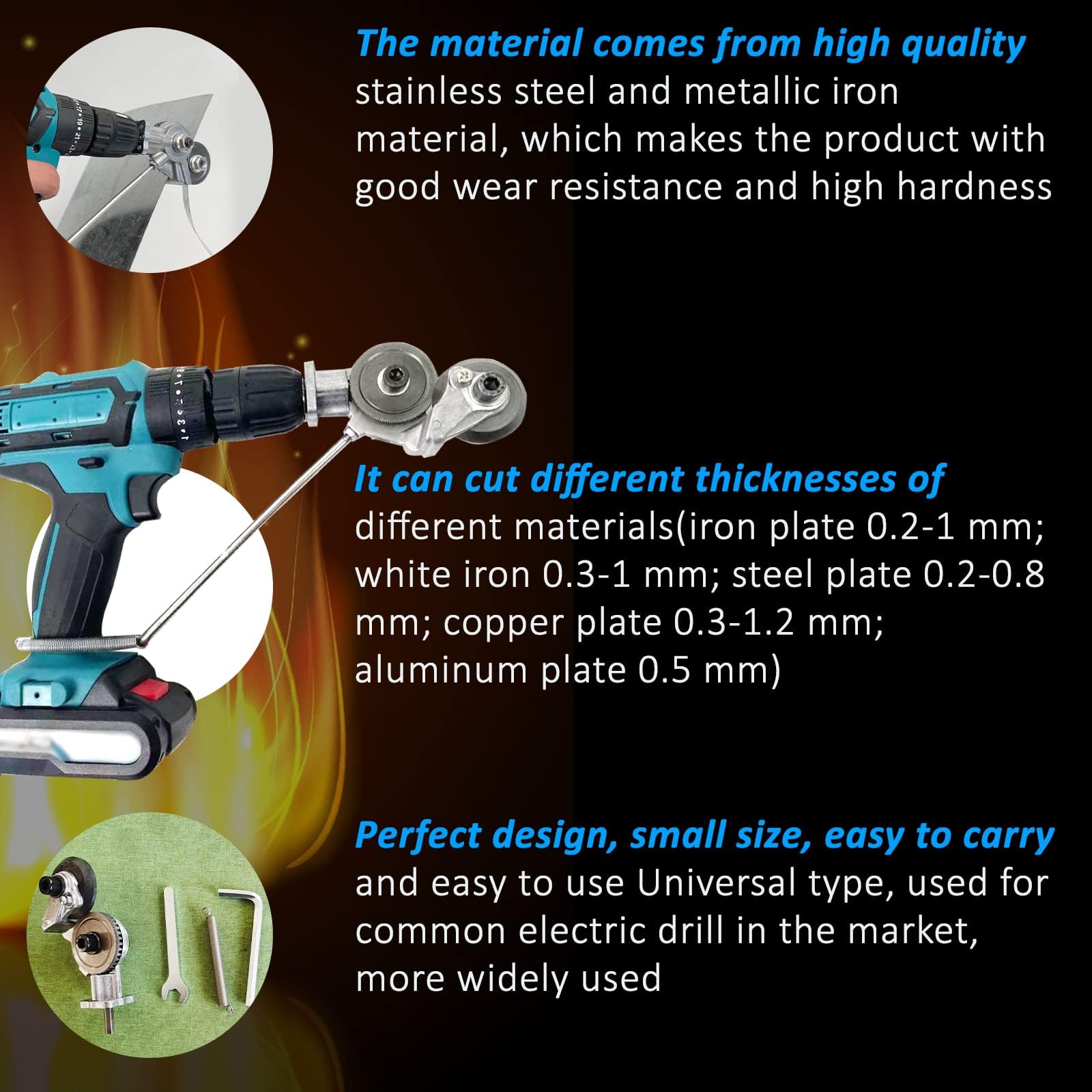 JIAYUNA 2024 NEW Metal Nibbler Drill Attachment, Metal Nibbler Drill Attachment with Adapter, DIY Metal Drill Attachment, Metal Cutter Sheet Drill Attachment for Metal Cutting