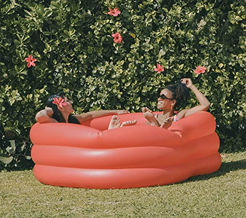 Ban.do Red Heart-Shaped Inflatable Swimming Pool, Large Blow Up Pool Fits 2-3 Adults, Red Heart