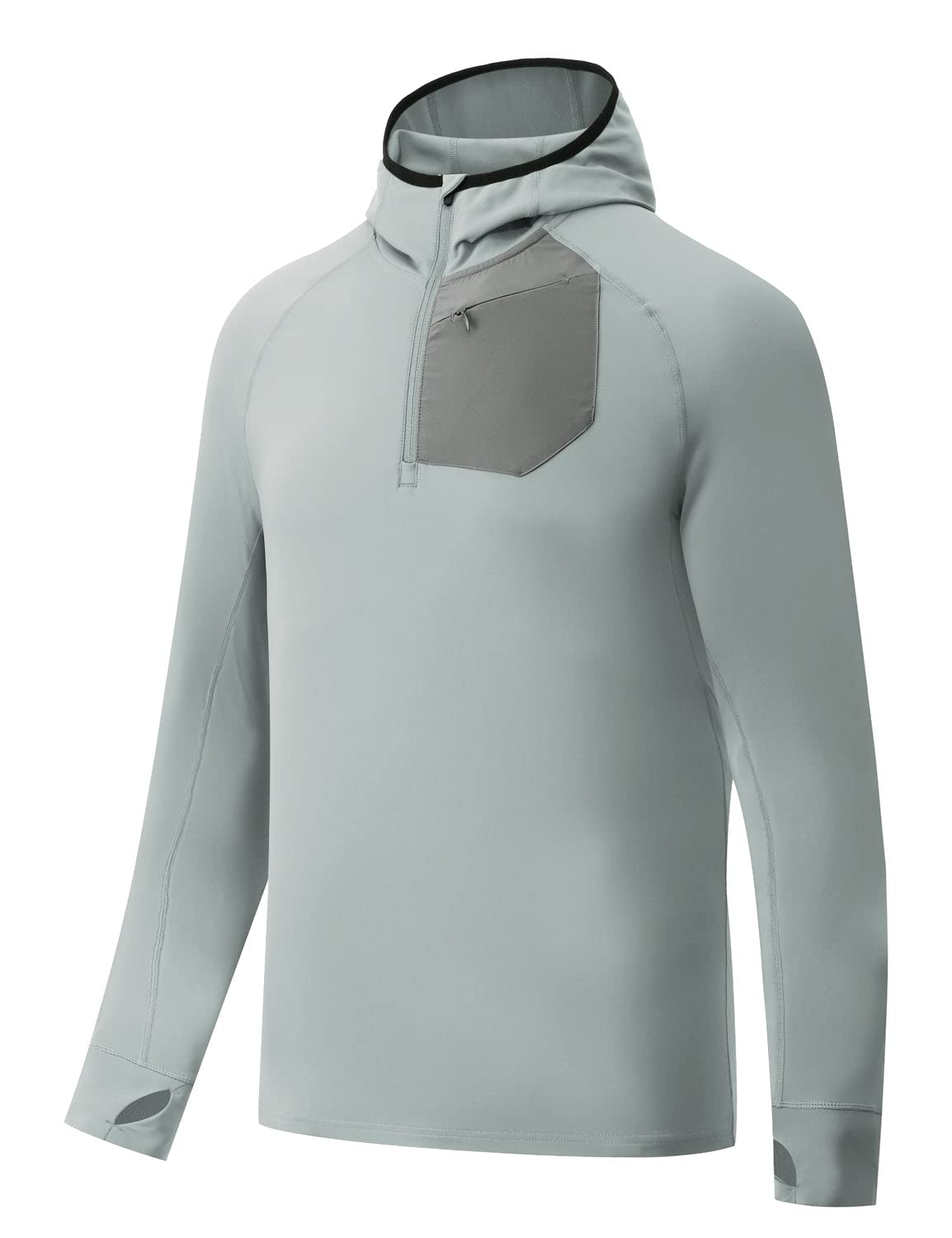 BALEAF Men's Running Jacket Cold Weather Zip Hoodie with Zipper Pocket Long Sleeve Thermal Pullover for Hiking Cycling Light Grey XL