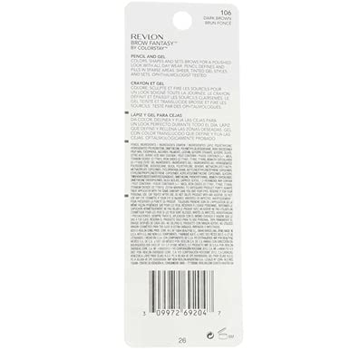 Revlon Brow Fantasy Pencil & Gel, Dark Brown [106], 1 ea (Pack of 2)