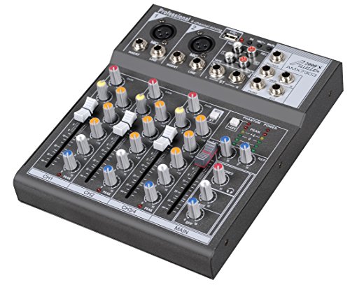 Audio2000'S S7303- Professional Four-Channel Audio Mixer with USB and DSP Processor
