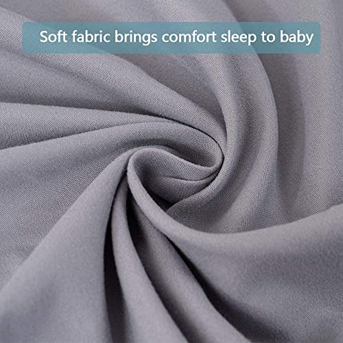 Bamuho 2 Pack Pack n Play Sheets, Fitted Mini Crib Sheet for Portable Playard Pack and Play Soft Baby Sheet - Grey and White 38"x26"x5"