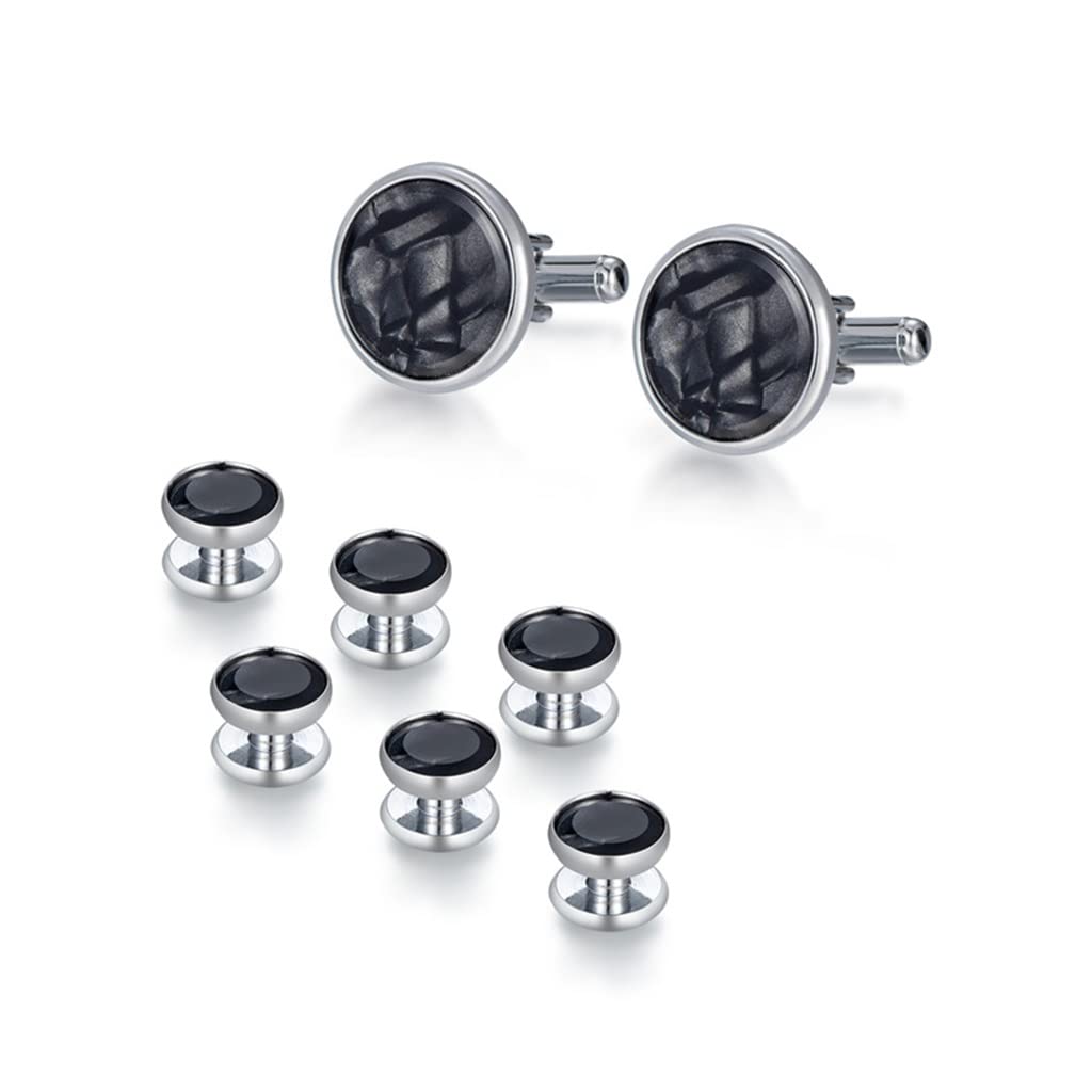BBSJ Man Shirt Cufflinks Studs Set Metal Cufflink for Mens Gift for Husband Jewelry Business Tie Clip Men's