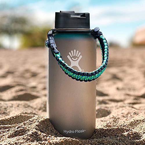 ALIENSX #1 Paracord Handle - Fits Wide Mouth Water Bottles 12oz - 64oz, Durable Carrier Survival Strap Cord with Safety Ring and Carabiner - Ideal Water Bottle Handle Strap