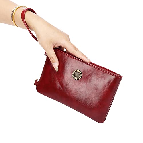 Belsmi Small Crossbody Cell Phone Purse for Women, Mini Messenger RFID Blocking Travel Shoulder Handbag Leather Wallet (Red)