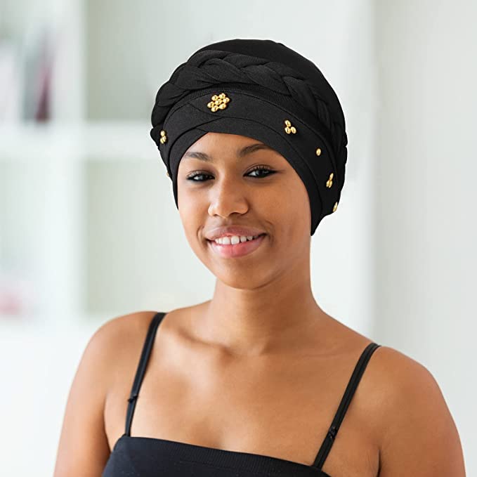 Base Ball Cap Wrap Headwear Hat Women Cap Beaded Braid Headscarf Turban Baseball Caps Hats Hats Hats Coffee