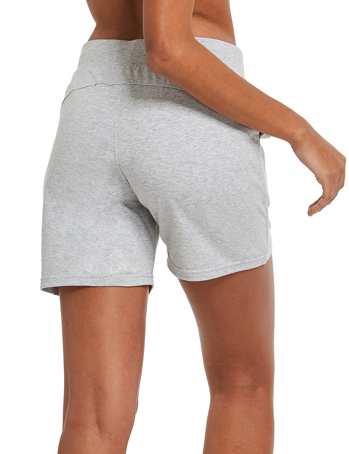 BALEAF Women's Cotton Yoga Shorts Sweat Athletic Lounge Beach Shorts Jersey Pull On with Drawstring Pockets Summer Black Size L