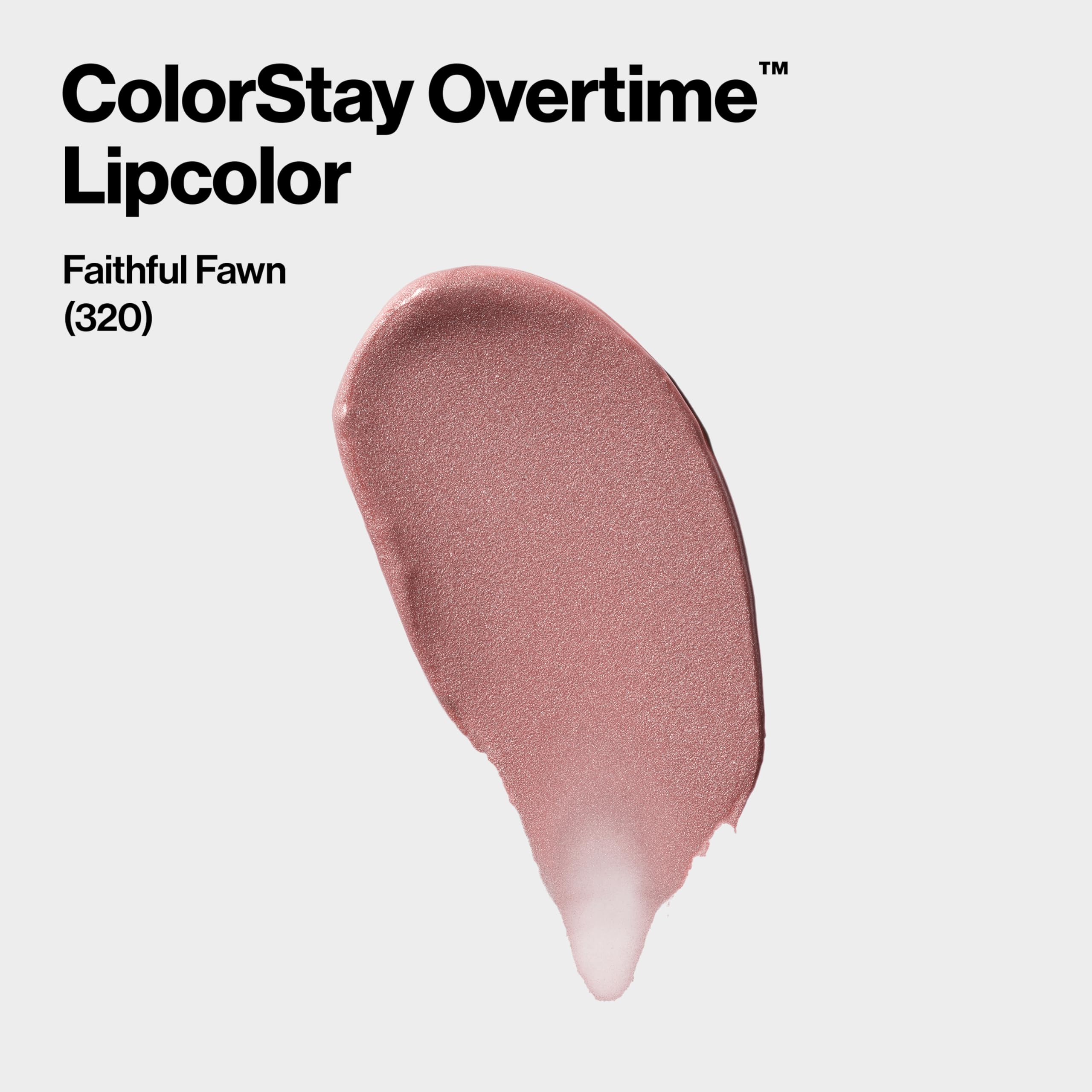 Revlon Liquid Lipstick with Clear Lip Gloss, ColorStay Overtime Lipcolor, Dual Ended with Vitamin E, 320 Faithful Fawn, 0.07 Fl Oz