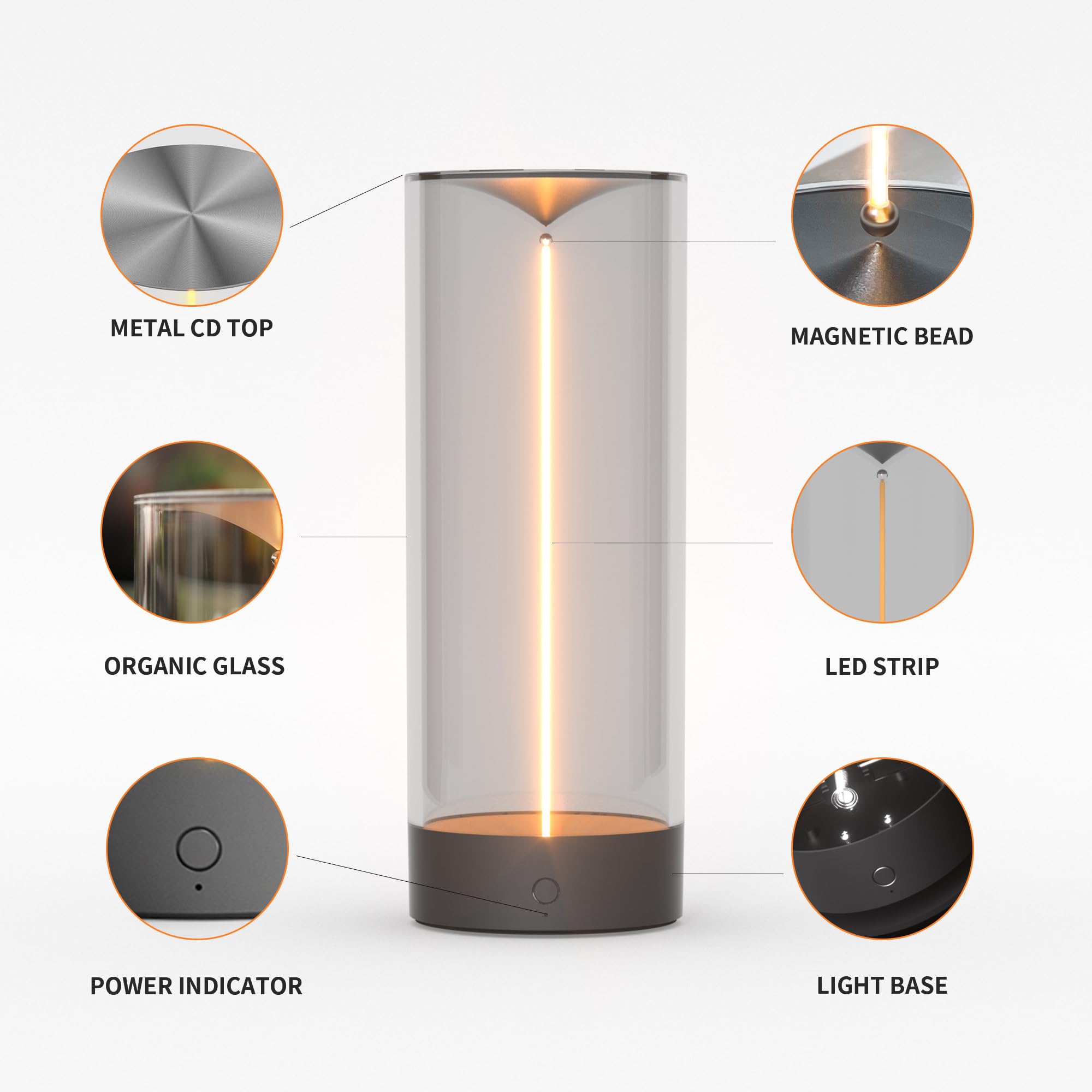 AUGE LIGHT Minimalist Desk Lamp Cordless Table Lamps LED Rechargeable Modern Nightstand Lights Dimmable with 3 Levels for Gaming, Home Office, Bedroom, Living Room, Kitchen, Bar, Restaurant