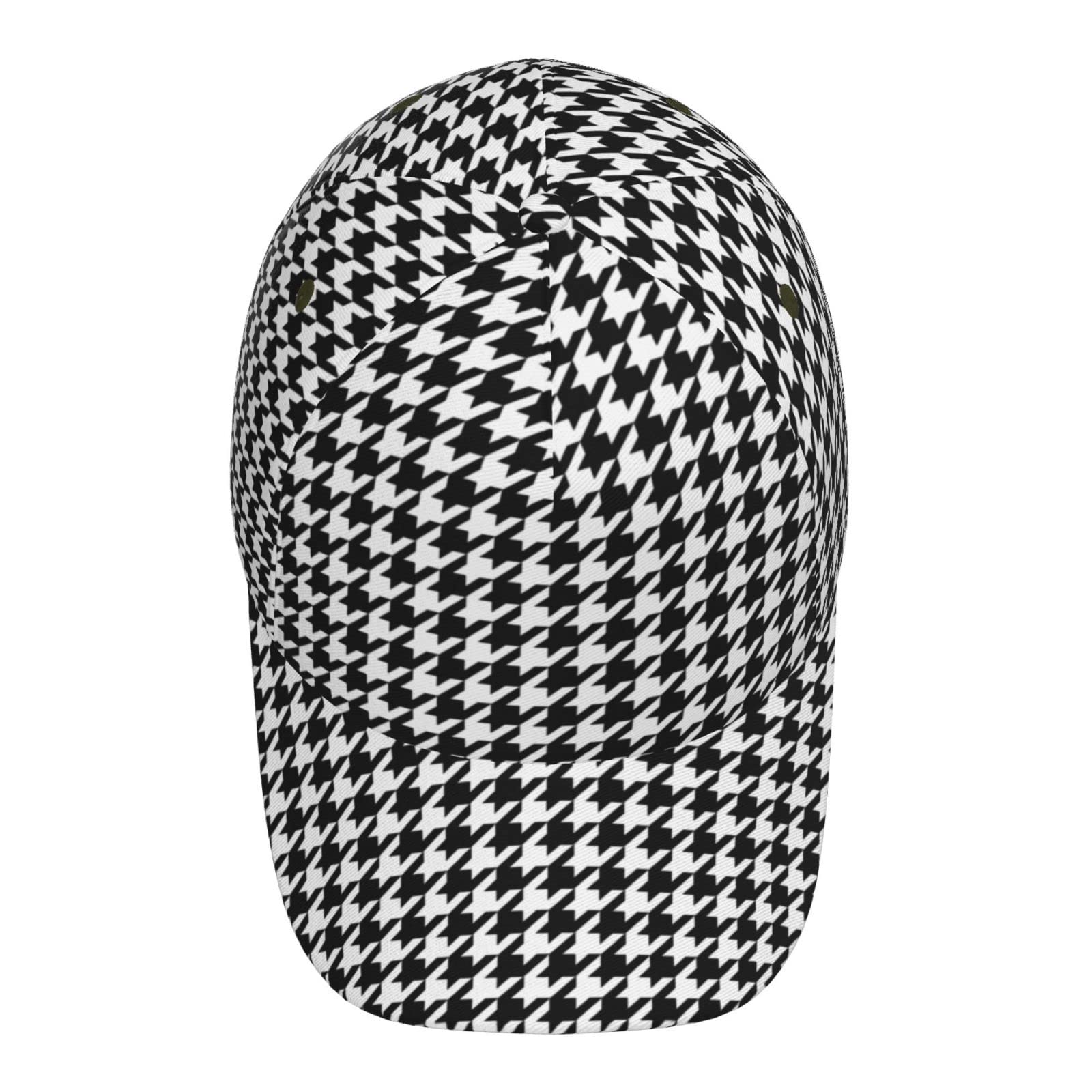 Baseball Cap Dad Hat for Women Men Adjustable Fashionable Low Profile Trendy Fit for Beach Summer Sport (Black Houndstooth)