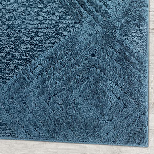 Antep Rugs Palafito 8x10 Geometric Shag Diamond High-Low Pile Textured Indoor Area Rug (Teal Blue, 7'10" x 10')