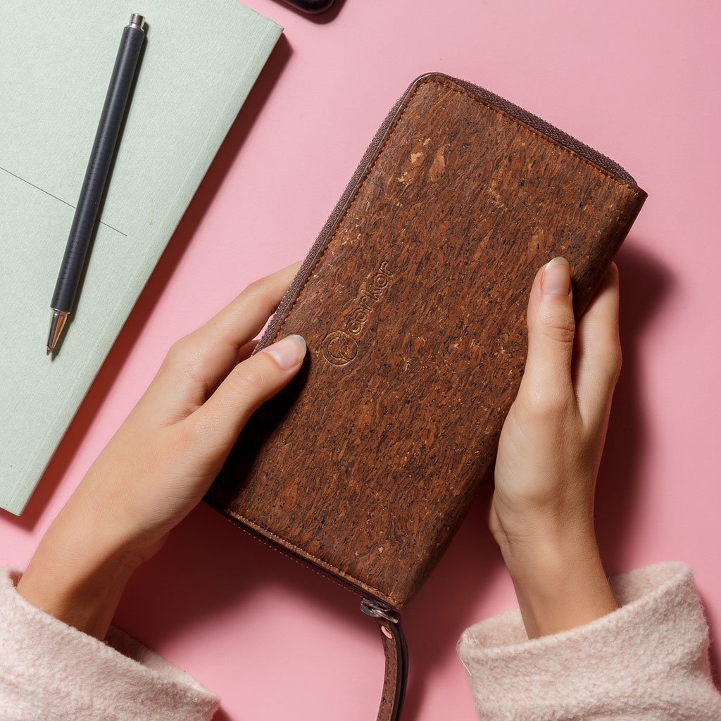 Corkor Cork RFID Long Wallet – Women’s Clutch - RFID Blocking - Vegan Leather – Cruelty Free – Eco Friendly - Trunk