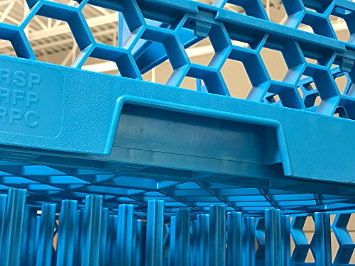 Carlisle FoodService Products RG9-214 OptiClean 9 Compartment Glass Rack with 2 Extenders, 7.12", Polypropylene, Blue