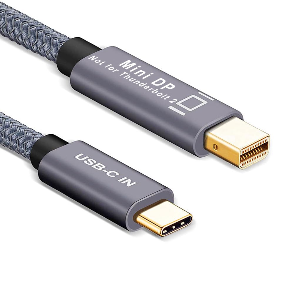 QCEs Unidirectional USB C to Mini DisplayPort Cable 6.6Ft, Support Only 4K Video Output(Type C) to Monitor(Only for Mini DP), Not for Any Thunderbolt 1/2 Port Monitor/Display