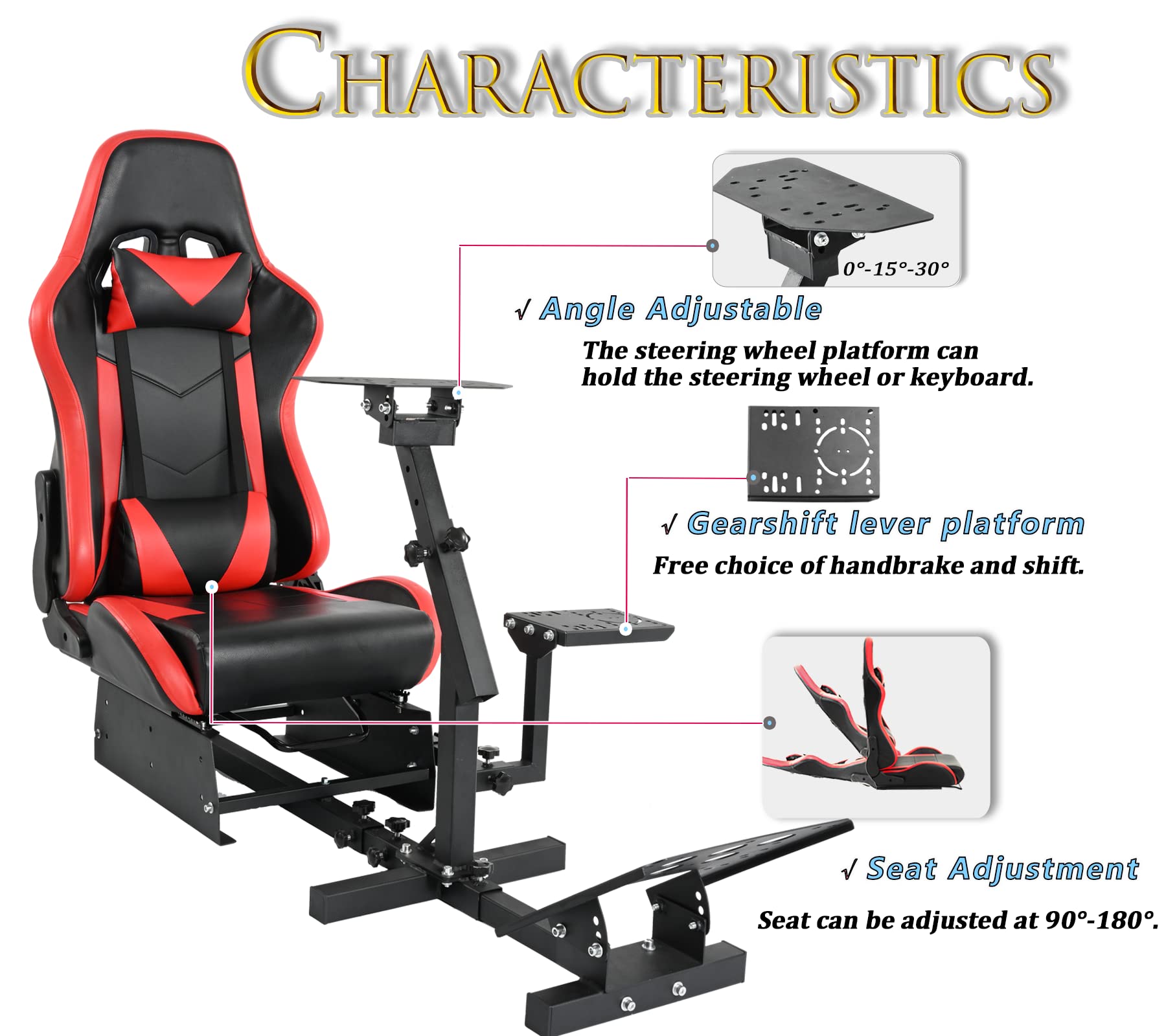 Anman G920 Racing Simulator Cockpit With Gaming Seat Fit for Logitech G25 G27 G920 G29, Thrustmaster Tx 458, T500 RS,PC, PS4 Adjustable Racing Simulator Mount Wheel Shifter Pedals NOT Included