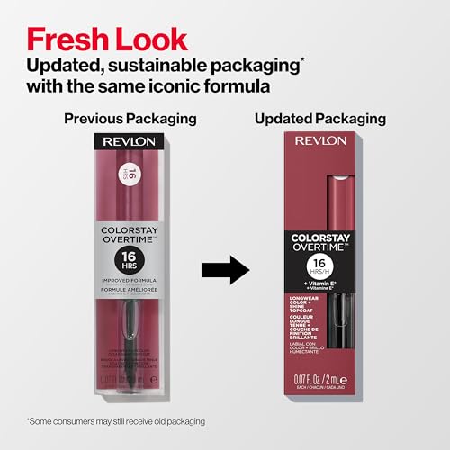 Revlon Liquid Lipstick with Clear Lip Gloss, ColorStay Overtime Lipcolor, Dual Ended with Vitamin E, 480 Unending Red, 0.07 Fl Oz