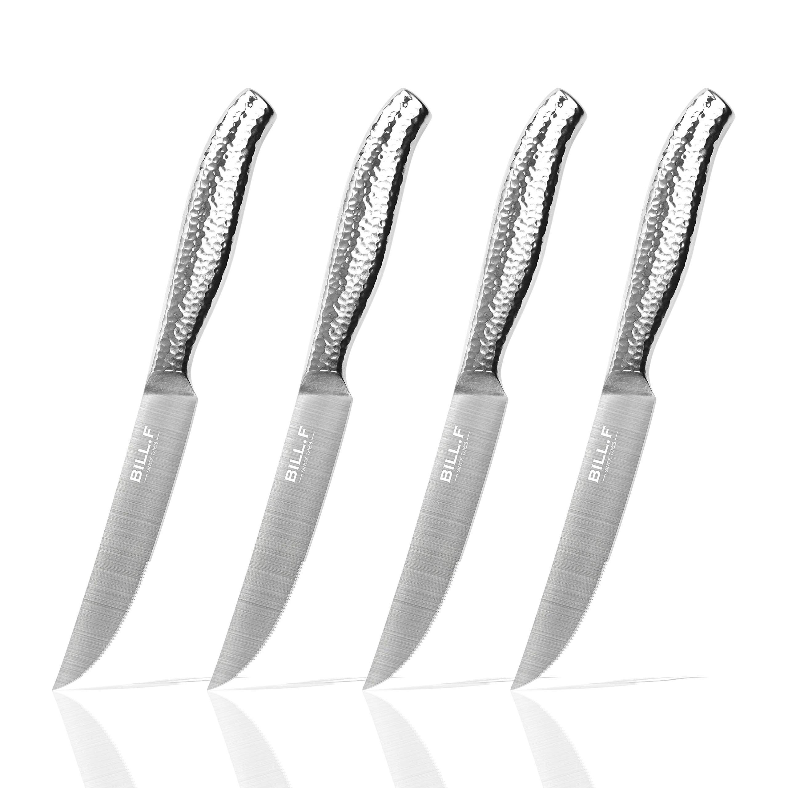 BILL.F Steak knives Serrated Steak Knife Set Stainless Steel Steak Knife Set of 4