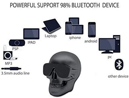 Mingyuan Bluetooth Speaker with Skull Head Shape Portable Wireless Speaker for Desktop PC/Laptop Notebook/Mobile Phone/MP3/MP4 Player(Cable Charger Gift)