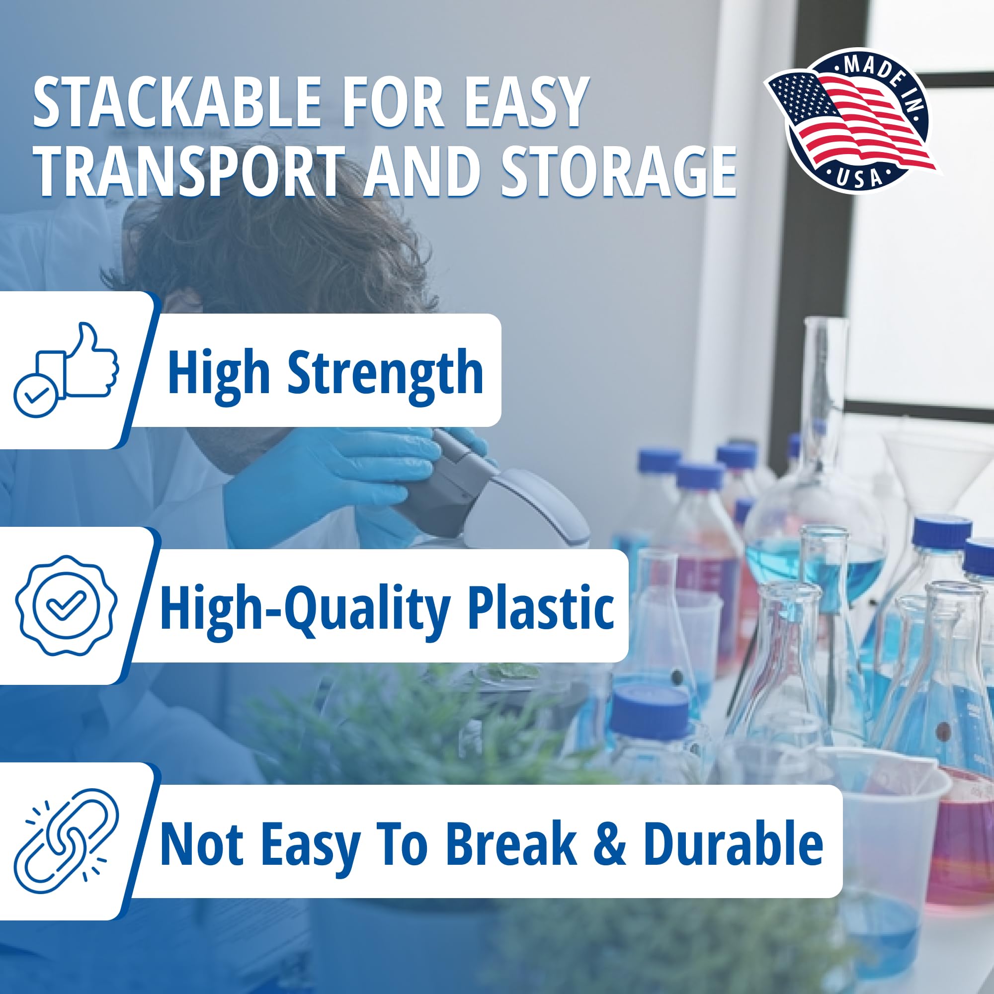 Plastic Beaker 250ml / 8.45 oz Set of 50 by Maryland Plastics โ Clear Graduated Disposable Beakers with Pour Spout โ Perfect for Resin Mixing, Science Labs, and Home Use