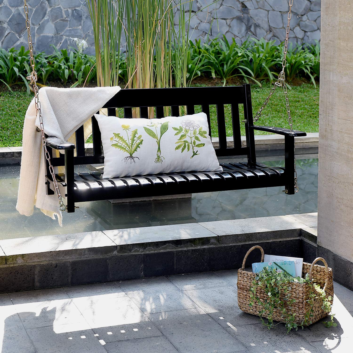 Cambridge Casual Solid Wood Bentley Porch Swing, Black