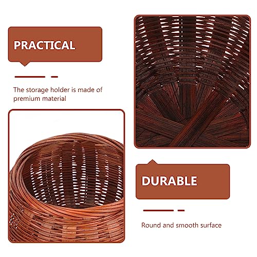 Cabilock Mini Rattan Storage Basket: Pumpkin Shaped Straw Trash Can Small Wicker Basket with Lid Round Woven Seagrass Baskets Woven Wastebasket Candy Bowl for Home Office Chocolate