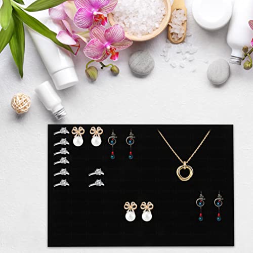 ARTIBETTER Jewelry Storage Insert - Foam Jewelry Inserts (3pcs) - Black Velvet Ring & Earring Display Pad for Jewelry Storage Box
