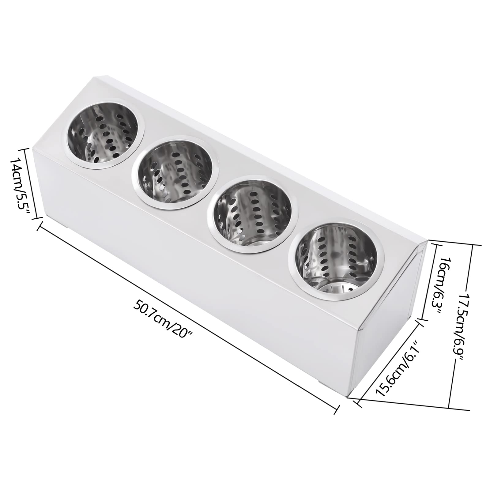 BILPIKOGoo Flatware Organizers 4-Hole Stainless Steel Cylinder Flatware Silverware Utensil Holder Organizer Canddy for Home,School, Restauran Use