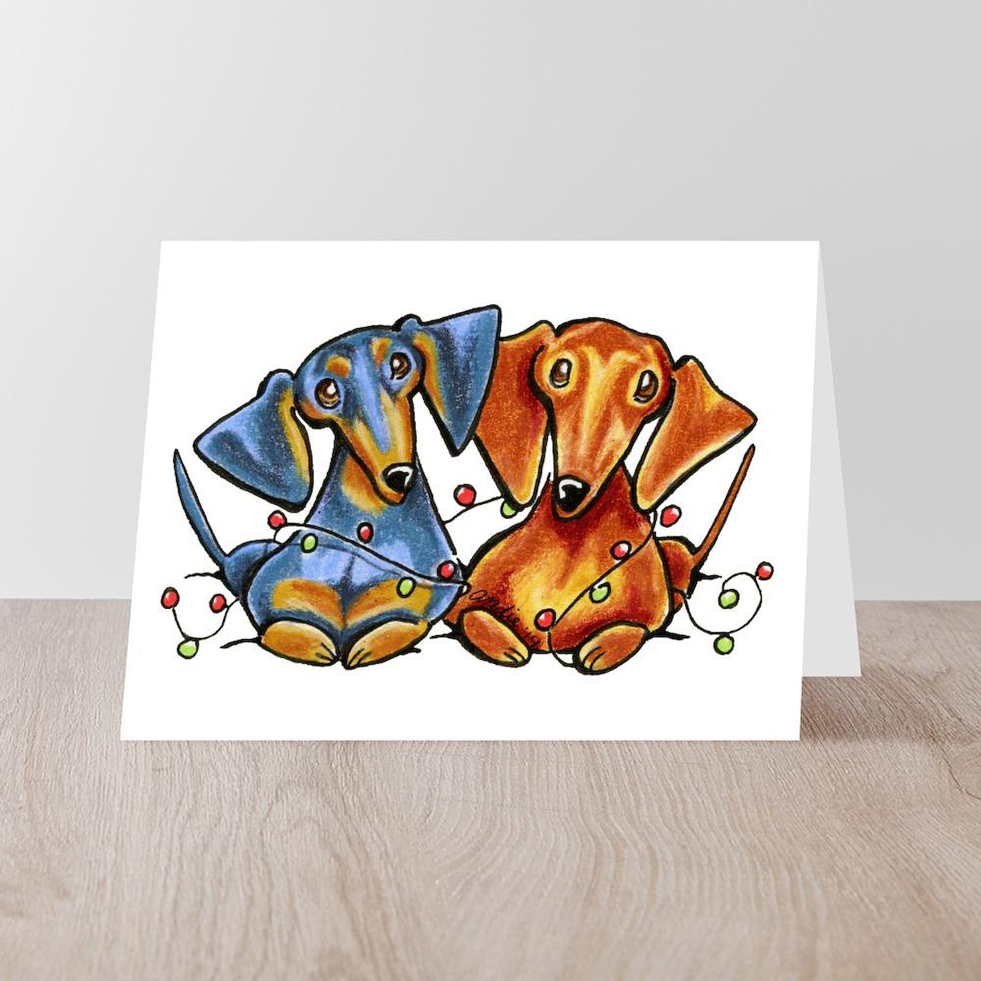 CafePress Dachshund Christmas Greeting Cards Greeting Card (20-pack), Note Card with Blank Inside, Birthday Card Matte