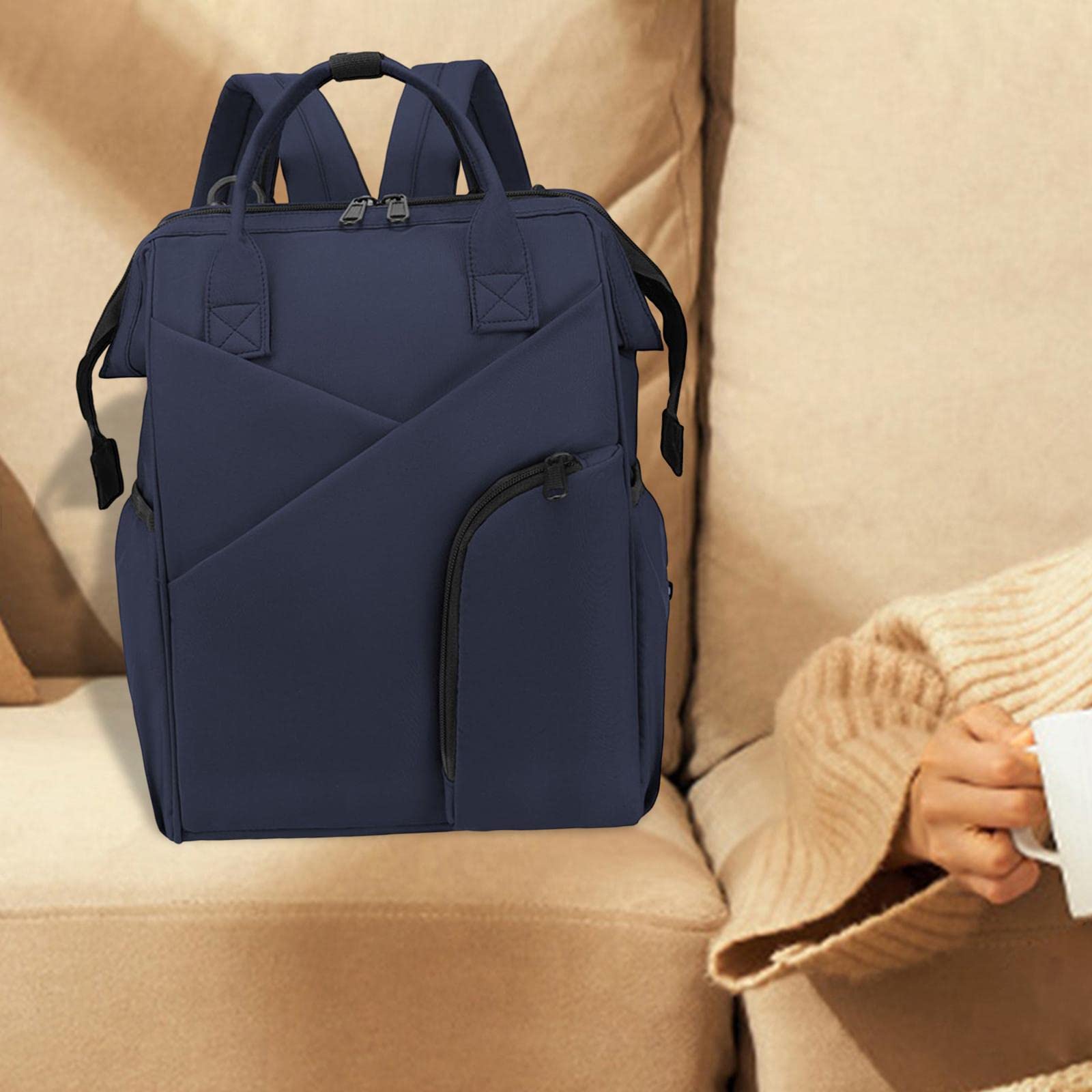 AMLESO Travel Diaper Bag Tote Shoulder Backpack Large Capacity Waterproof, blue