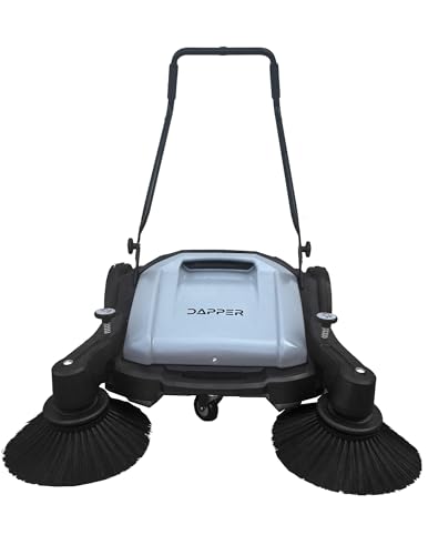 Dapper Supply Walk-Behind Outdoor Hand Push Floor Sweeper - 10.5 Gallon Capacity - 36" Sweeping Width - Sweeps up to 39,500 ft² / Hour, Grey