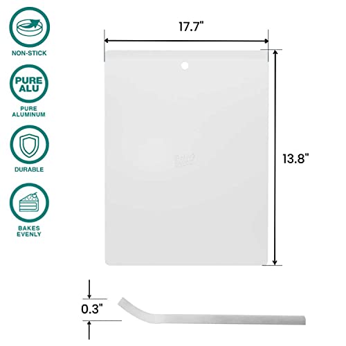 Baker's Secret Extra Thick -2.7mm- Pure Aluminum Large Flat Cookie Sheet 18" x 14", 100% Recycled Aluminum Flat Baking Sheet Commercial Grade Flat with hanging hole- The Natural Aluminum Collection