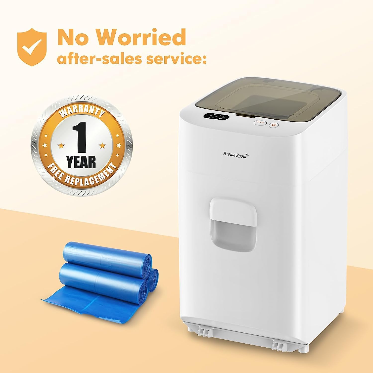 AromaRoom Electric Diaper Pail & Diaper Pail Refills bag 216 Count, 6 Rolls (Large Size)