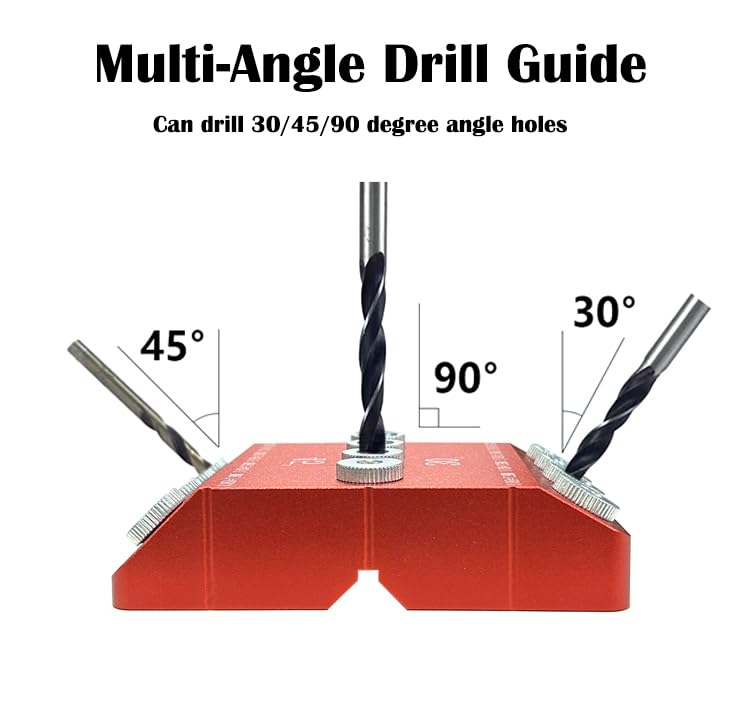 YuanTenhwy 4 Sizes 30 45 90 Degree Angle Drill Guide Jig for Angled Hole and Straight Hole,Drill Block，Dowel Drill Guide，Stair Wire Handrail, Deck Cable Railing Lag Screw Drilling Template Block