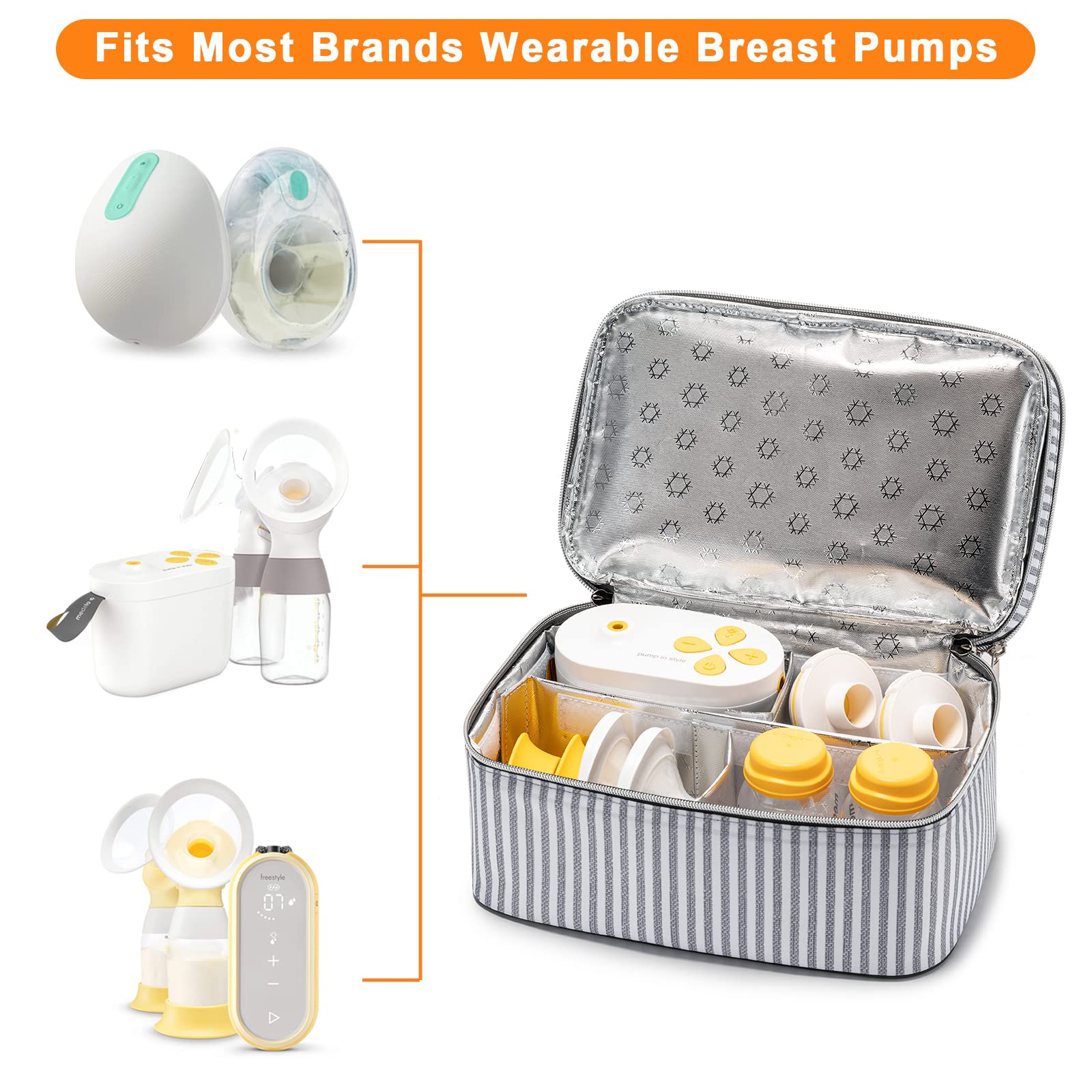 BABEYER Wearable Breast Pump Bag with Waterproof Pump Parts Pad, Carrying Case for Breast Pump-Straps