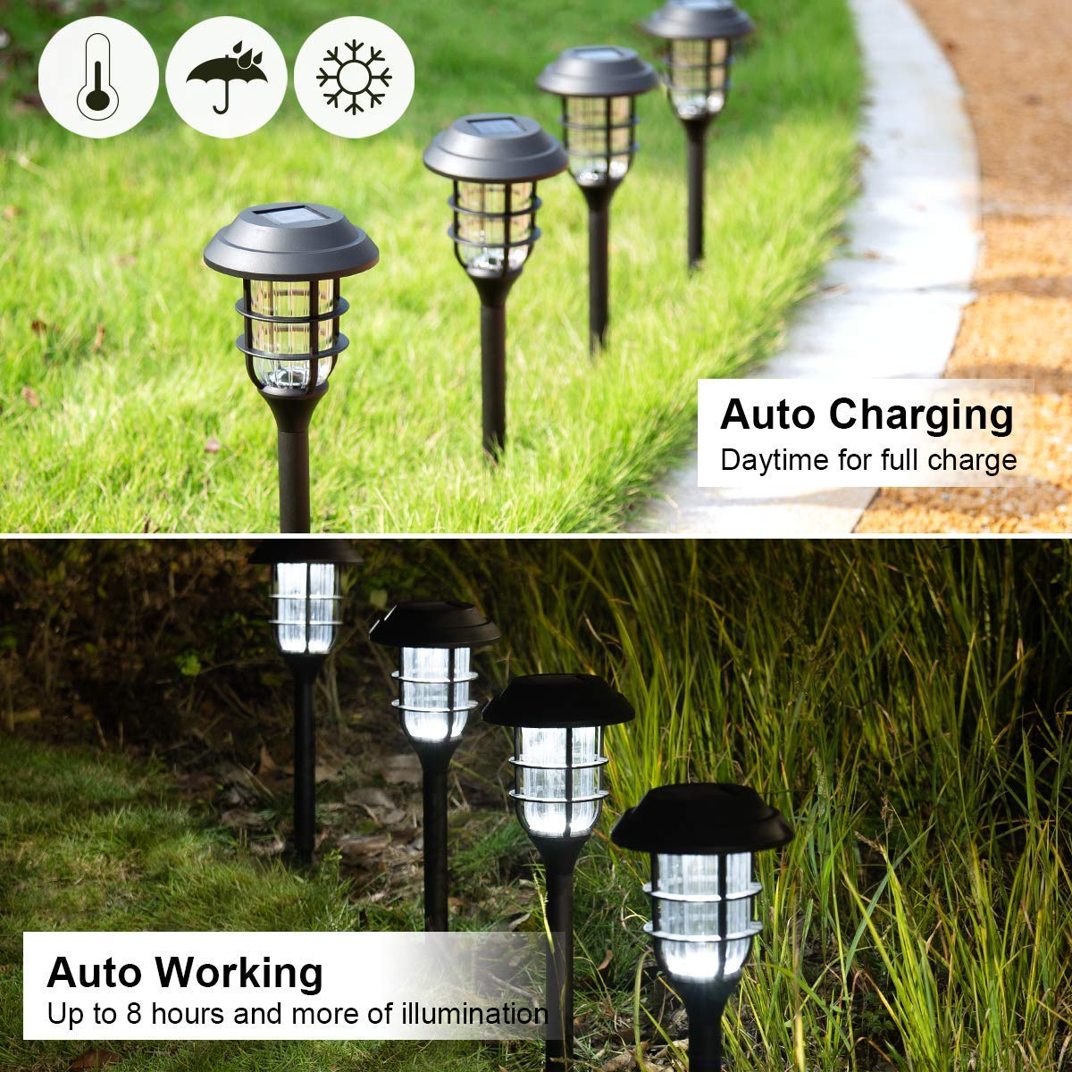 SOLPEX 14 Pack Solar Pathway Lights,Solar Pathway Lights Outdoor, Solar Powered Garden Lights,Diamond-Like Waterproof Solar Walkway Lights for Lawn, Patio, Yard, Garden, Pathway, Walkway and Driveway