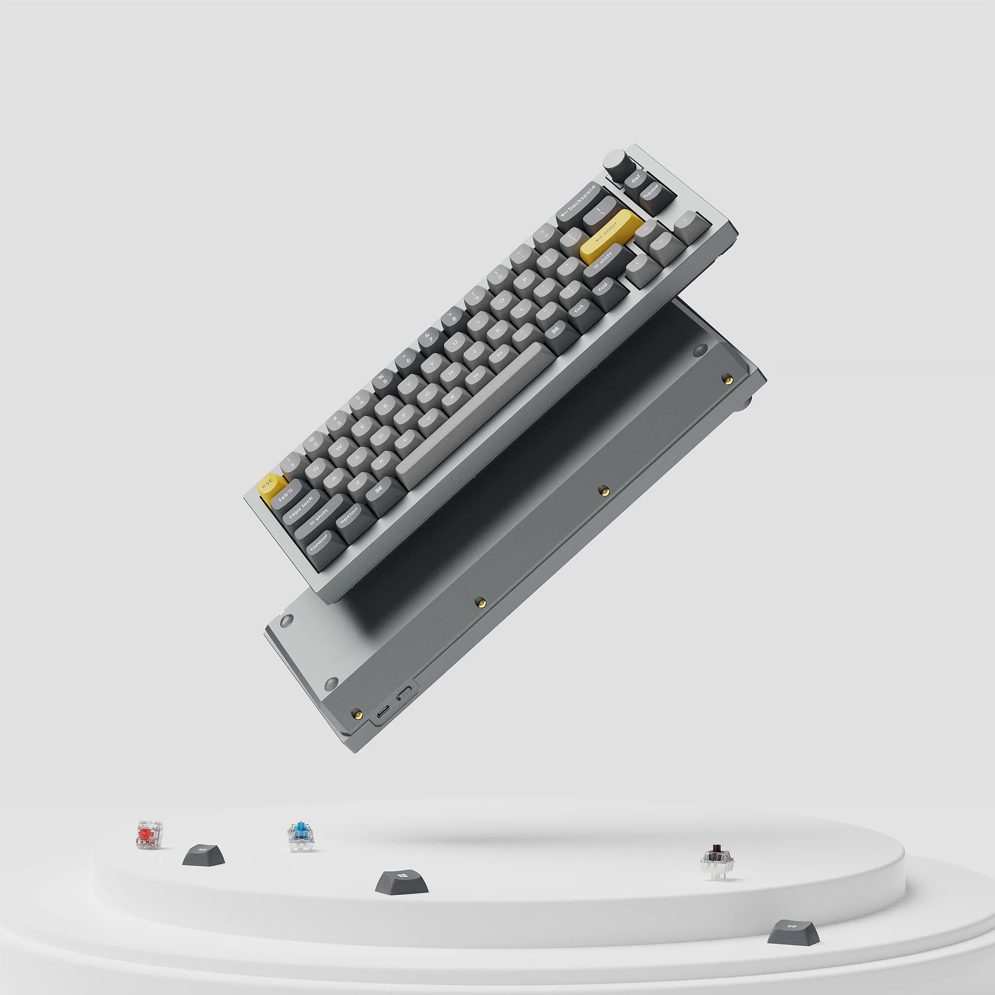 Keychron Q2 Wired Custom Mechanical Keyboard Knob Version, 65% Layout QMK/VIA Programmable Macro with Hot-swappable Gateron G Pro Brown Switch Double Gasket Compatible with Mac Windows Linux (Grey)