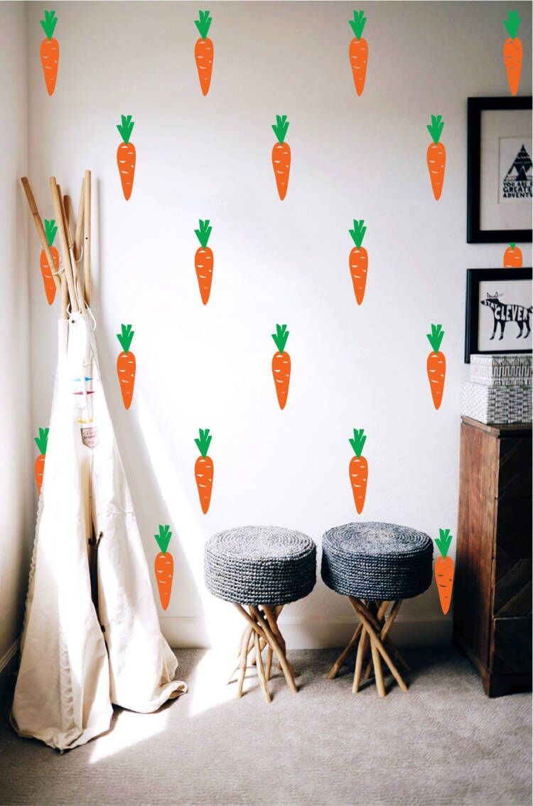 Carrot Stickers for Kids Room Baby Nursery Room Decor Wall Stickers BK040 (Orange)