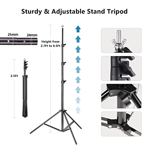 Backdrop Stand 8.5x10ft, ZBWW Photo Video Studio Adjustable Backdrop Stand for Parties, Wedding, Photography, Advertising Display with 12 pcs Balloons