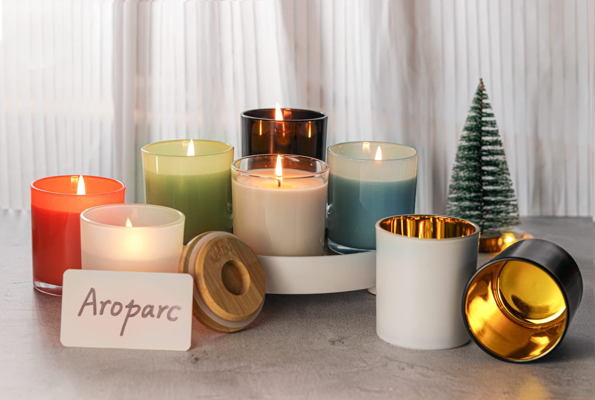 Aroparc Candle Jars 7.5oz for Candle Making, 12 Pack Elegant Gold Interior Bulk Candle Tins, Wholesale Candle Jars with Lids for Candle Making - Black Matte